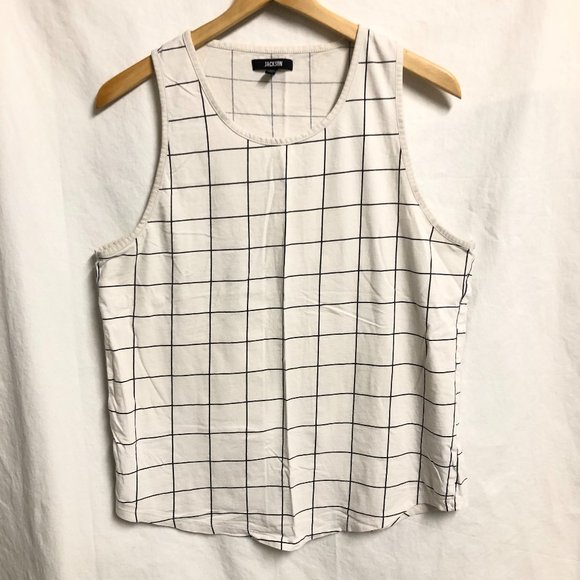 JACKSON | Shirts | Jackson White And Black Window Pane Tank Top Curved ...